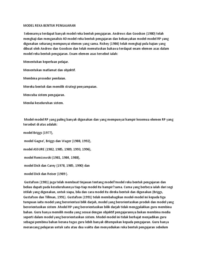 Model Reka Bentuk Pengajaran | PDF