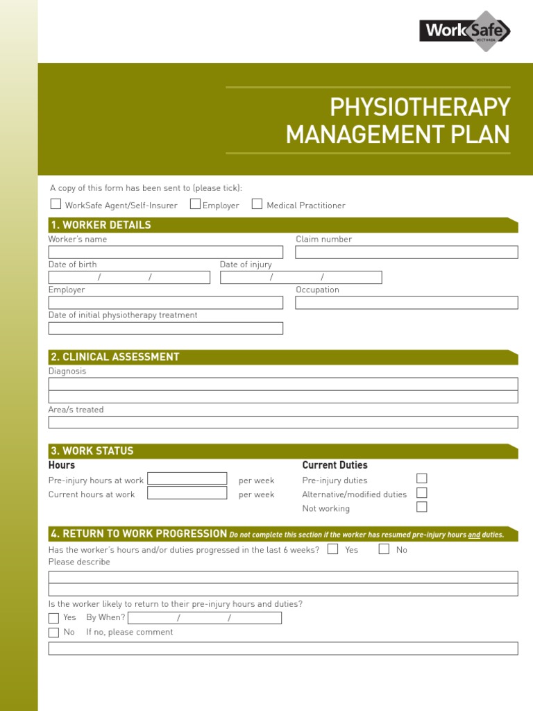 Physiotherapy Management Plan PDF | PDF | Physical Therapy | Health Professional