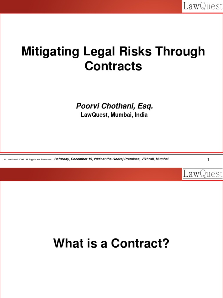 Mitigating Legal Risks Through Contracts | PDF | Arbitration | Risk