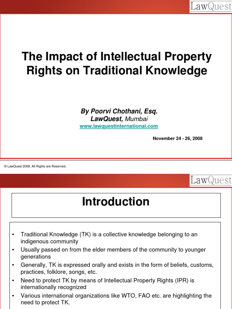 The Impact of IPR On Traditional Knowledge | PDF | Traditional ...