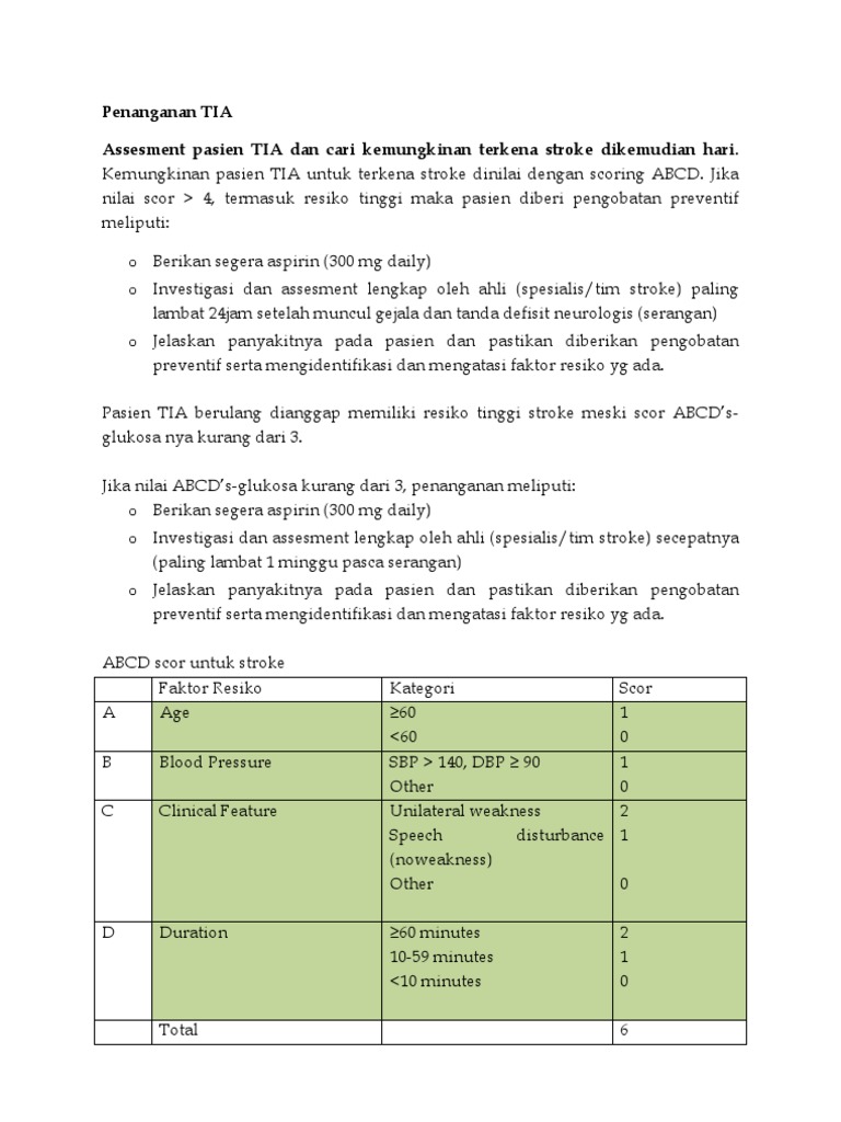 Penanganan TIA | PDF | Kesehatan Holistik | Sains & Matematika