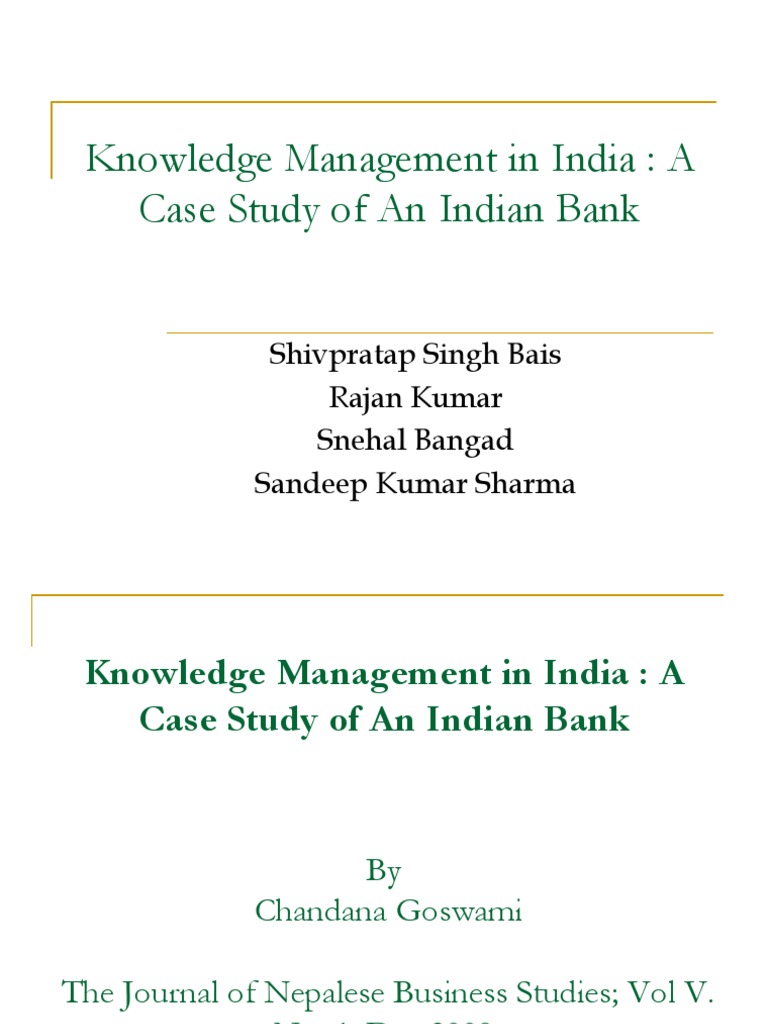 Knowledge Management in India: A Case Study of An Indian Bank | PDF ...