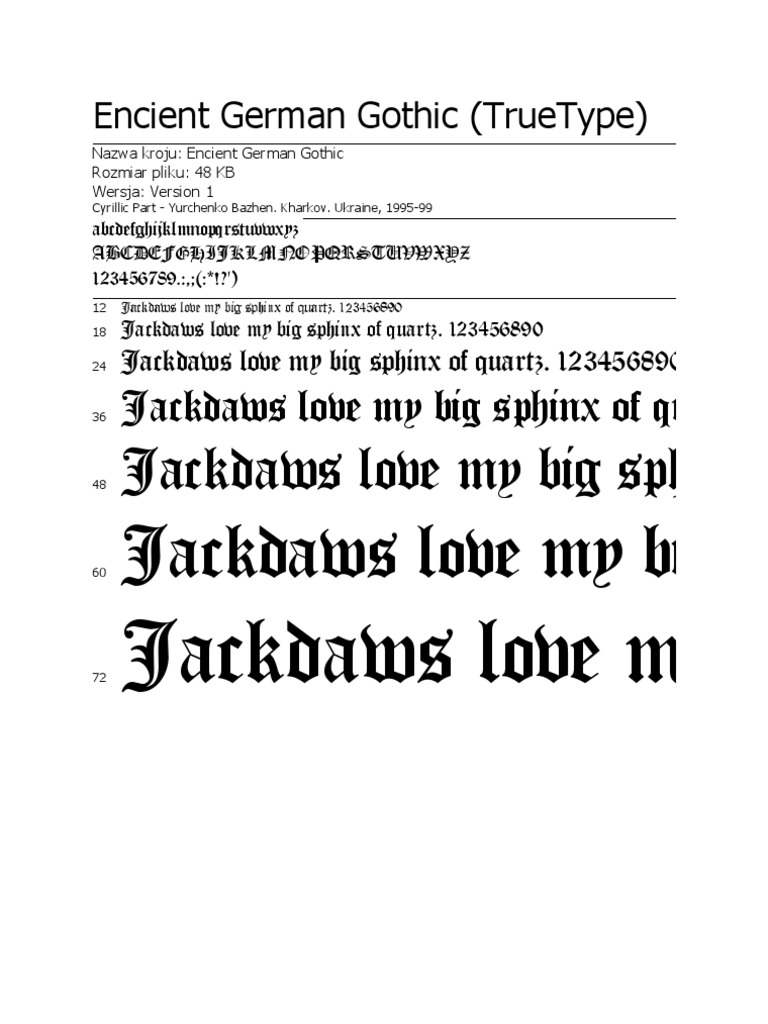 Encient German Gothic Font Details | PDF