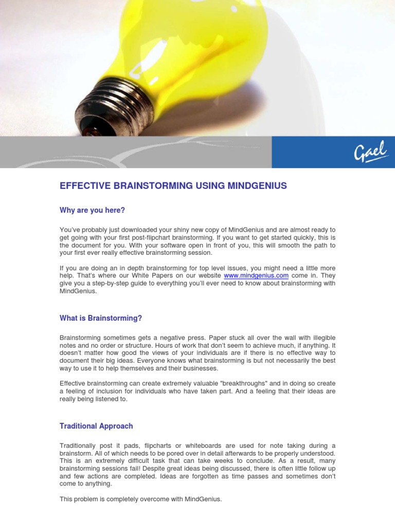 Effective Brainstorming Using MindGenius | PDF | Brainstorming | Computing