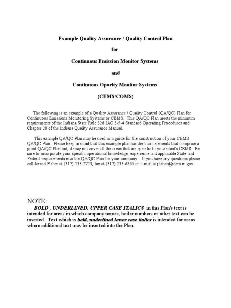 Cem-com Example Qa Qc Plan