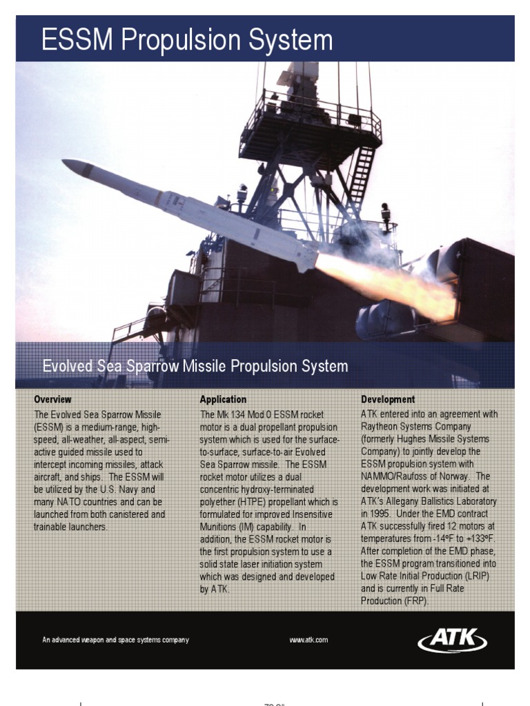ESSM - Evolved Sea Sparrow Missile Propulsion System | PDF | Missile ...