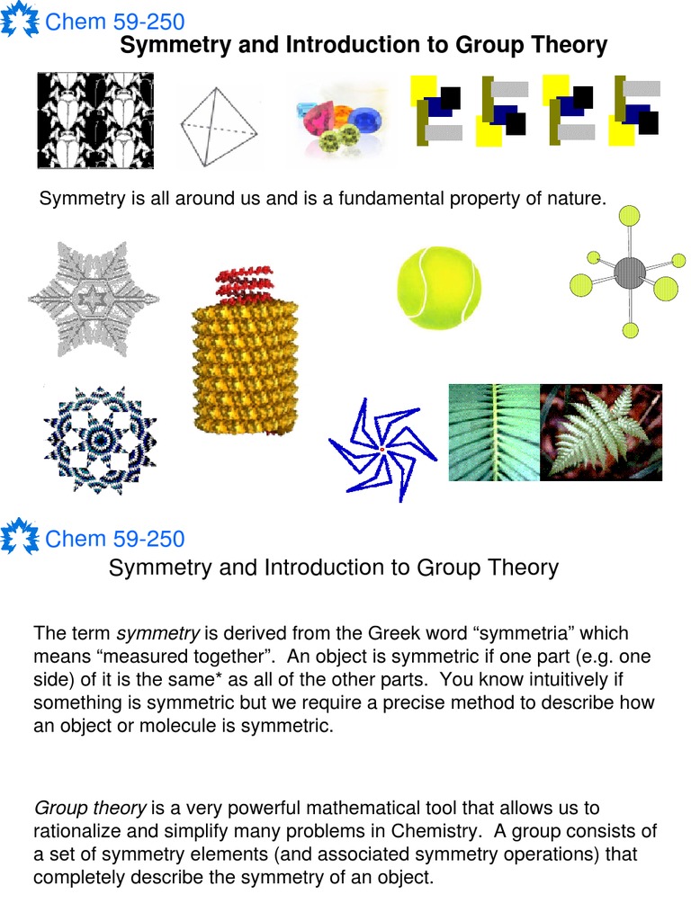 Symmetry and Introduction To Group Theory: Chem 59-250 | PDF | Symmetry ...