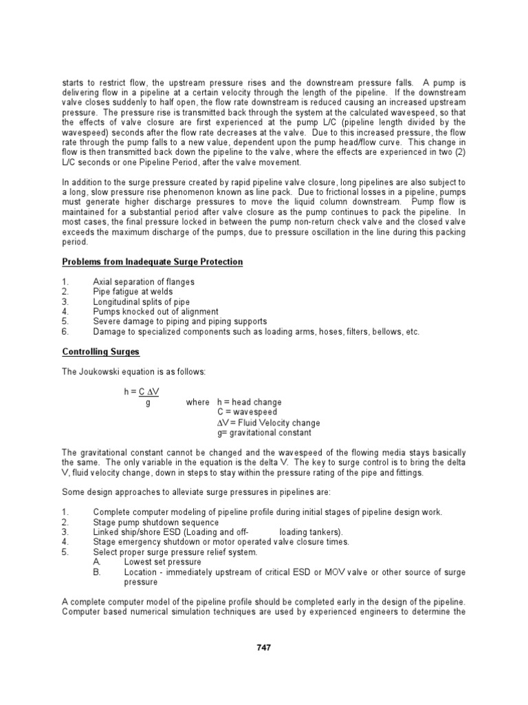 Surge Pressure Formula PDF | PDF | Pump | Valve