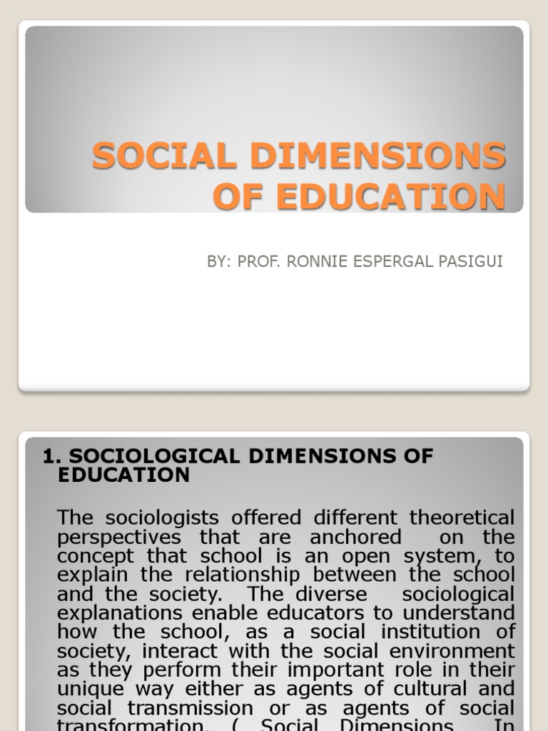 Sociological Dimensions of Education | PDF | Sociology | Émile Durkheim
