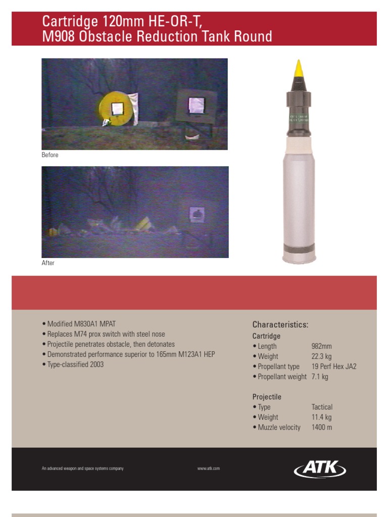 120mm M908 HE-OR-T Tank Round Details | PDF