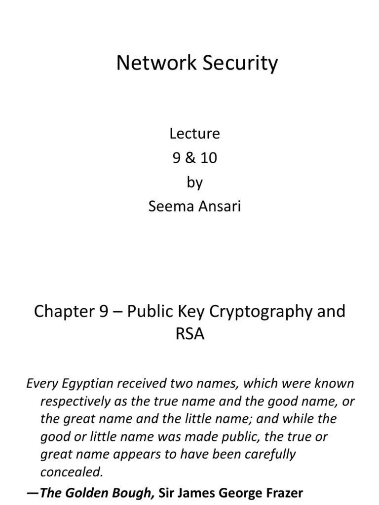 Network Securitycsc445 Lec 9 | PDF | Public Key Cryptography | Cryptography