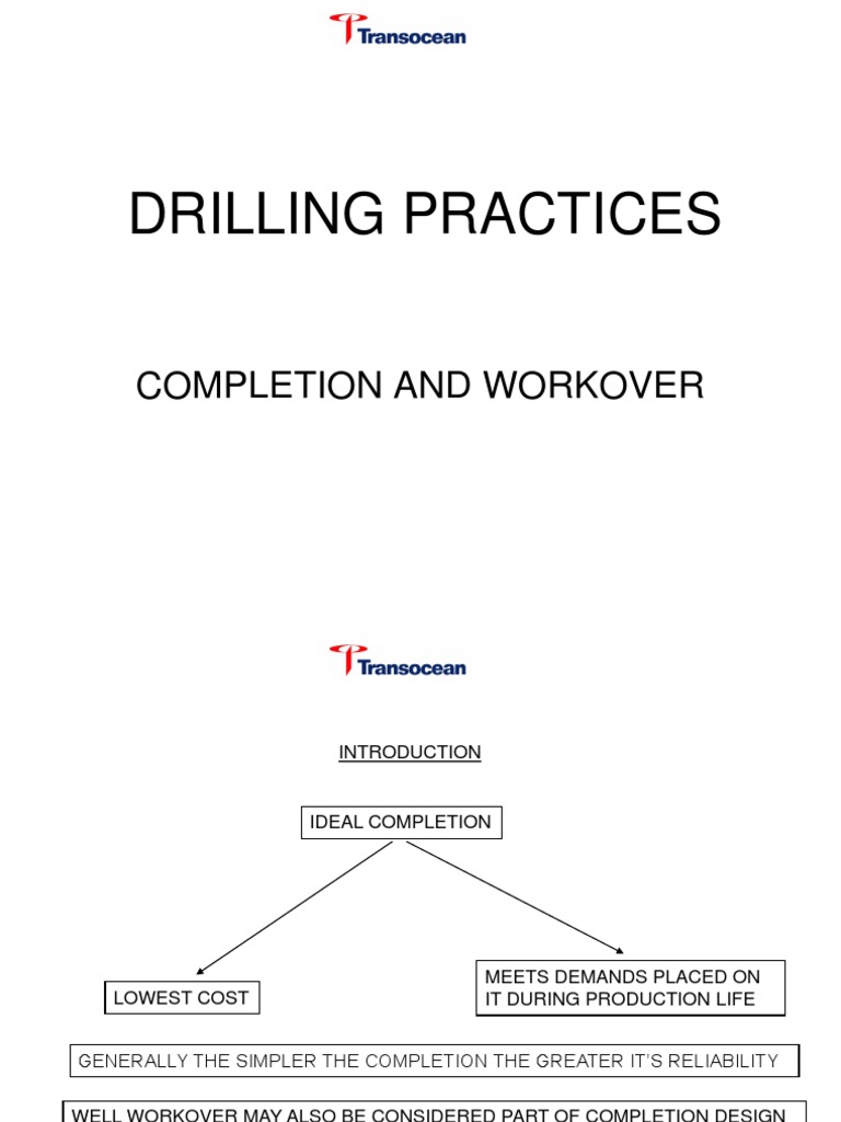 Drilling Practices: Completion and Workover | PDF | Casing (Borehole ...