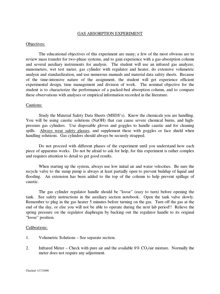 Gas Absorption | PDF | Titration | Chemistry