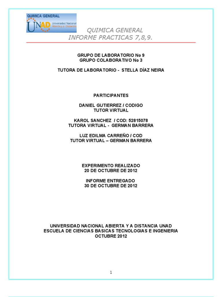 Informe Lab 7 8 9 | PDF | Estequiometría | Redox