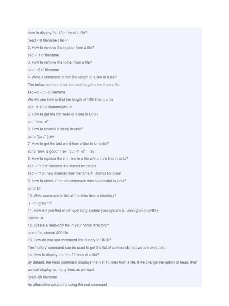 Linux Commands for File Line Manipulation | PDF | Filename | Command ...