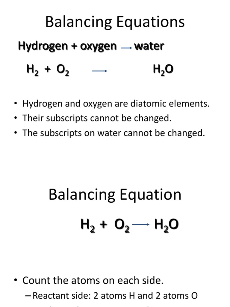 Balancing Equations | PDF | Hydrogen | Atoms