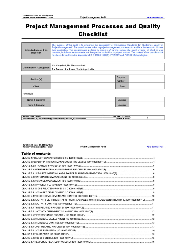 PM Audit | PDF | Project Management | Risk Management