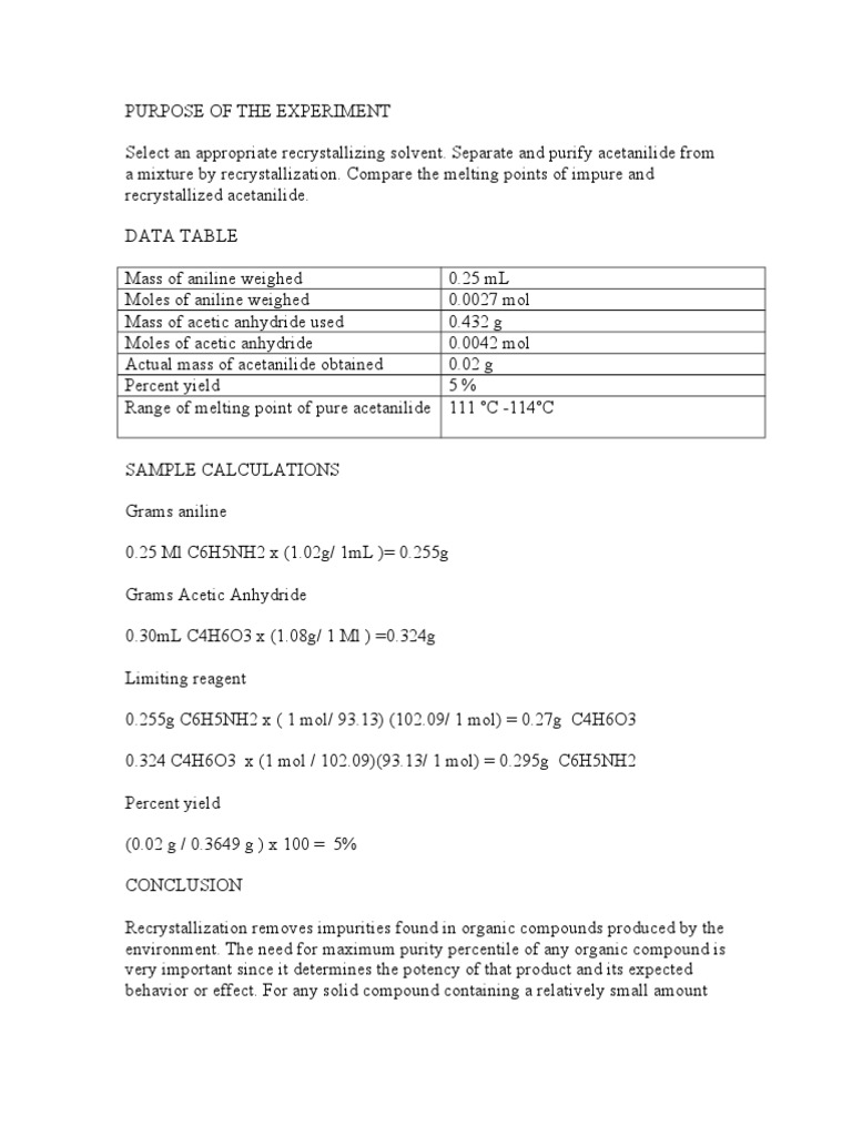 Expt2 Lab Report Recrystallization | PDF | Melting | Melting Point