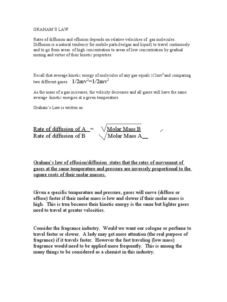 Graham's Law | Gases | Diffusion