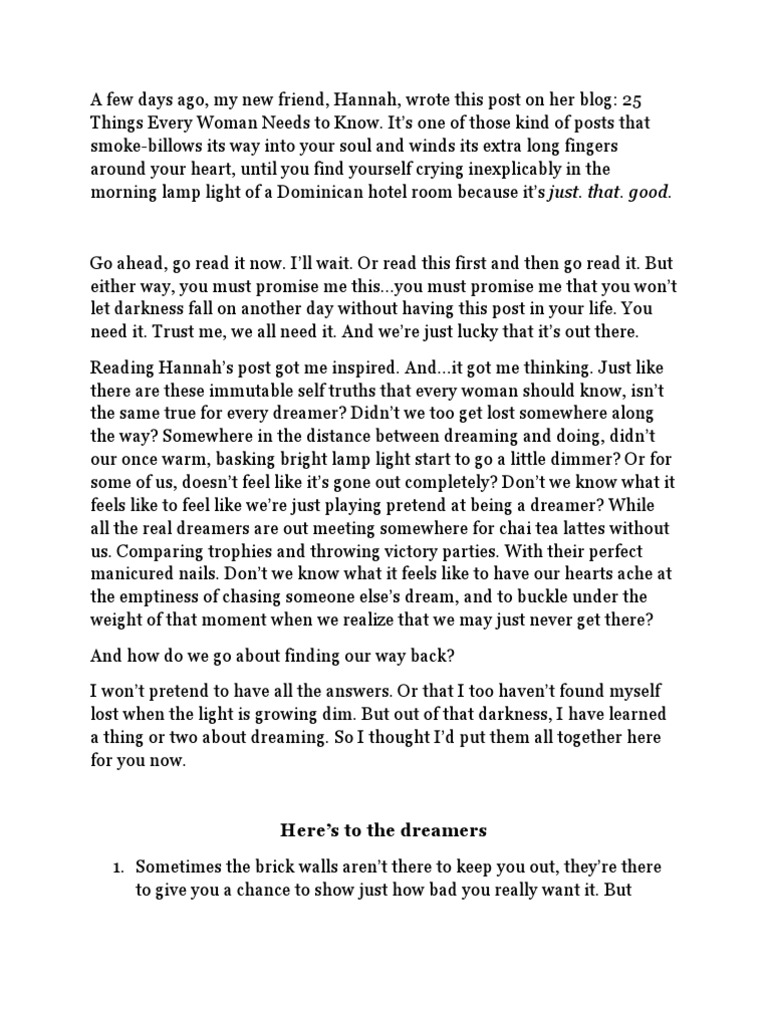 Here's To The Dreamers | PDF | Leisure