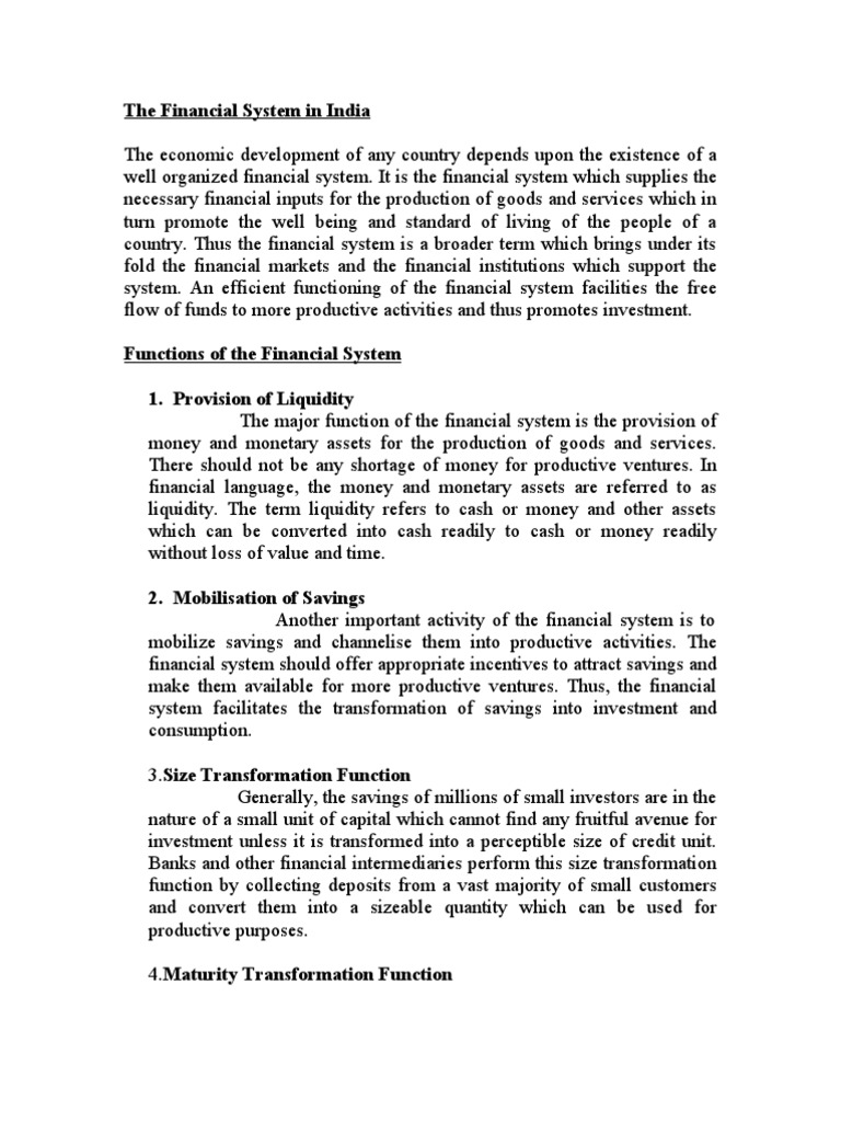 The Financial System in India | PDF