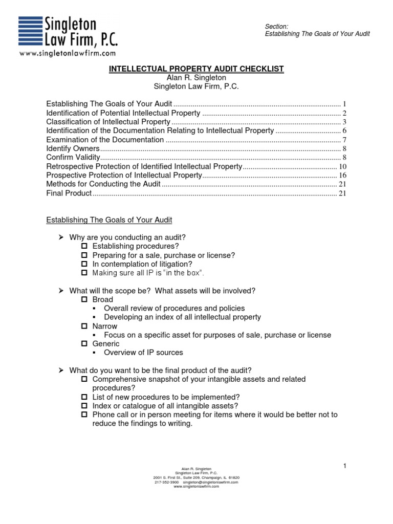 IP Audit Checklist | PDF | Glossary Of Patent Law Terms | Patent
