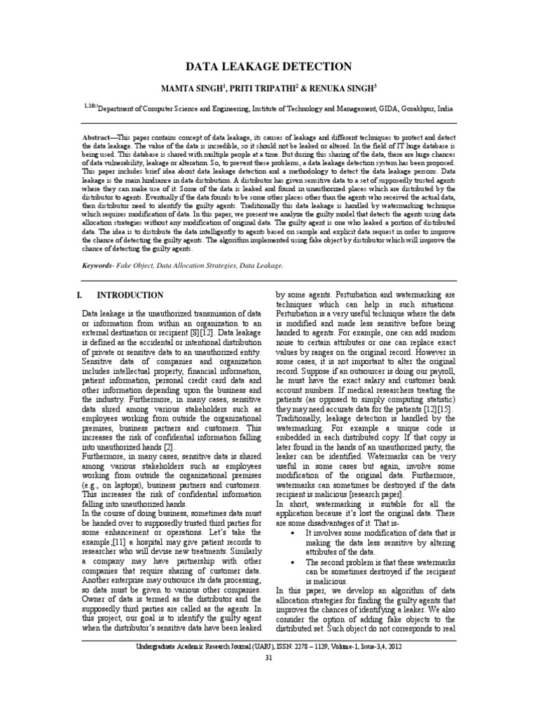 Data Leakage Detection | Download Free PDF | Information | Partnership