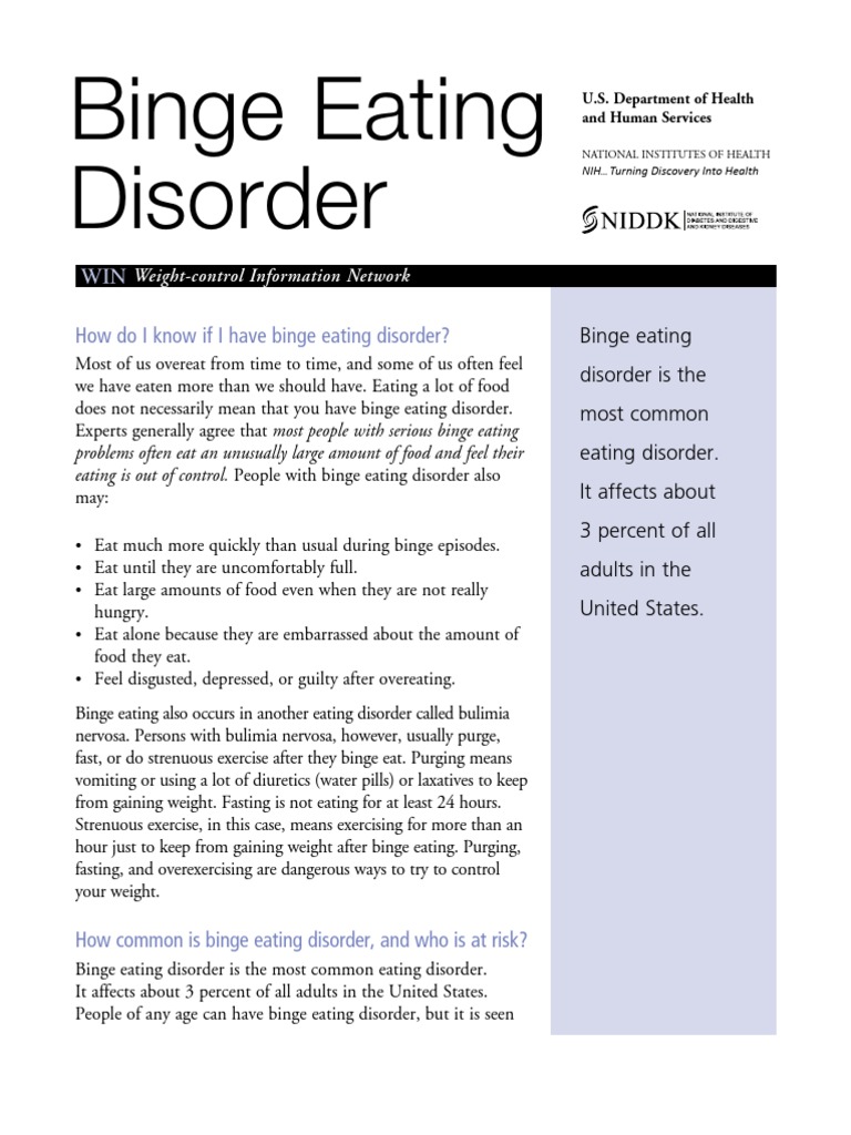 Binge Eating Disorder (Niddk) | PDF | Binge Eating Disorder | Eating ...