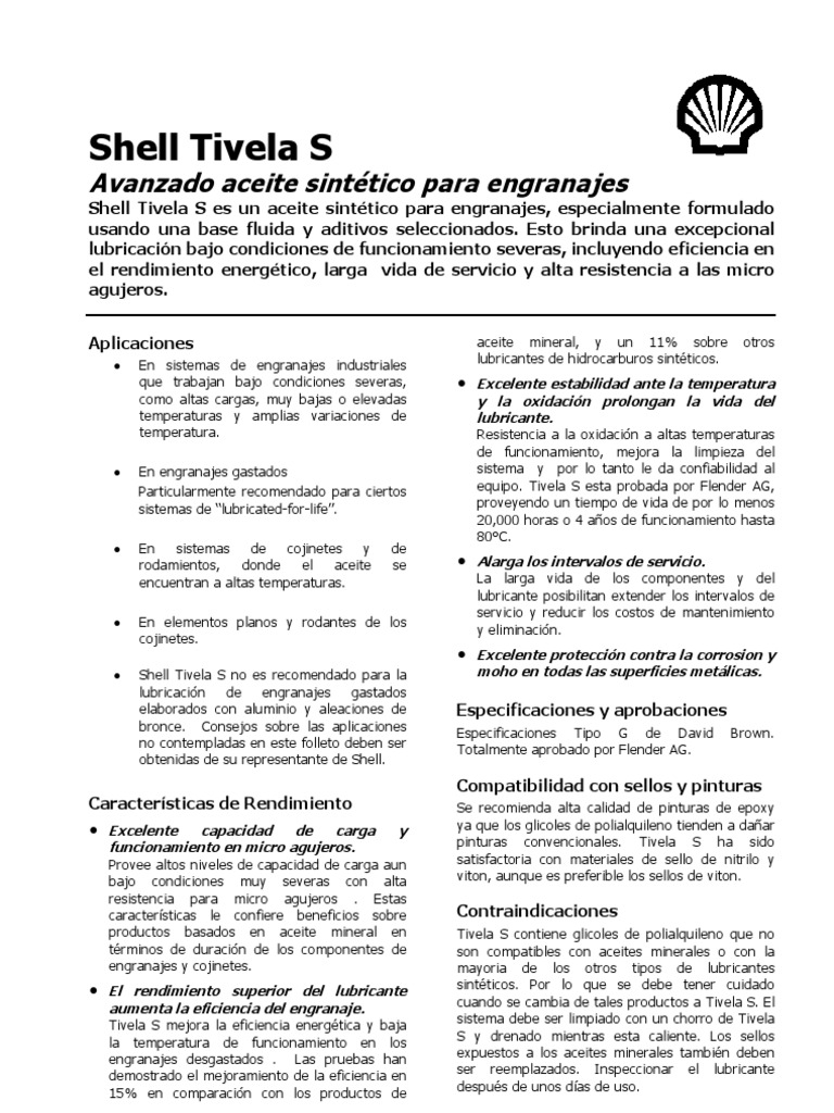 Aceite Sintético para Engranajes | PDF | Lubricante | Engranaje