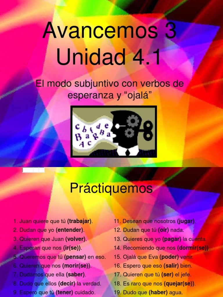 Avancemos 3 Unidad 4.1 | PDF | Morfología | Sintaxis