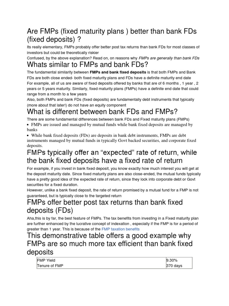 Are FMPs | PDF | Mutual Funds | Exchange Traded Fund