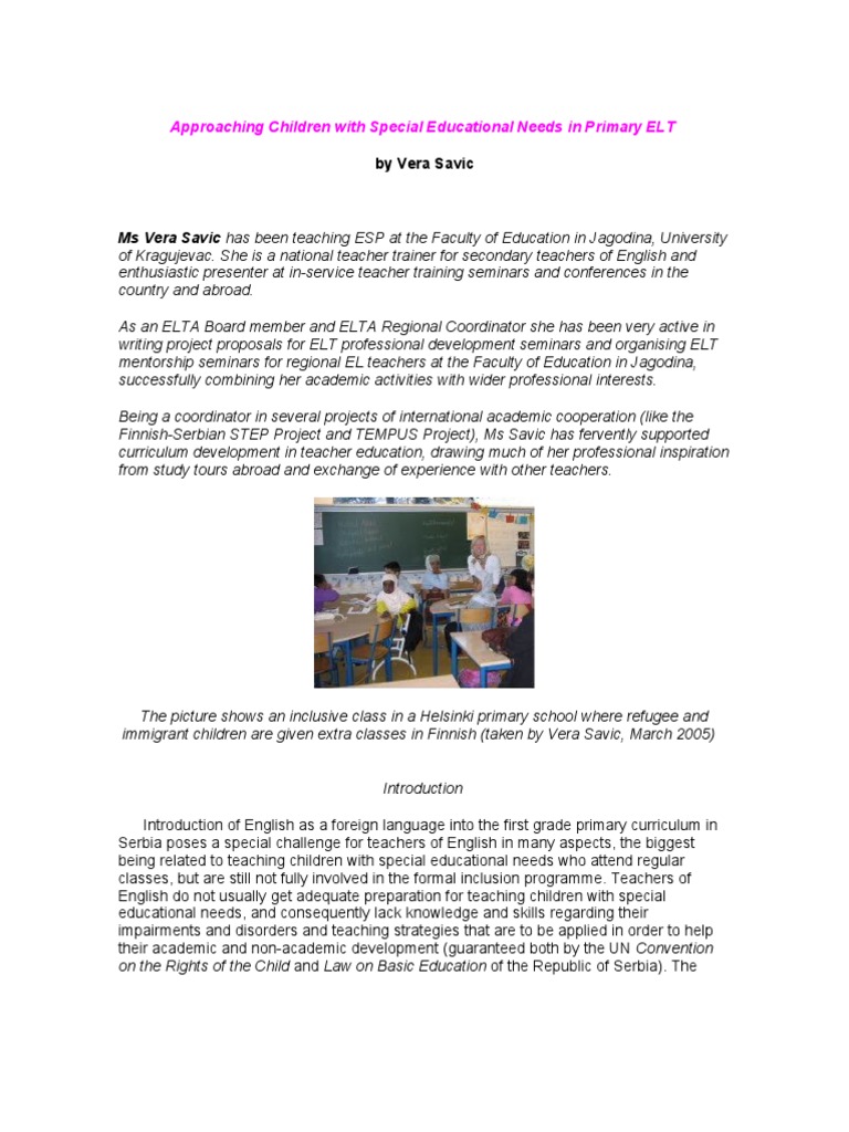 Teaching English to Children with SEN | PDF | Inclusion (Education ...