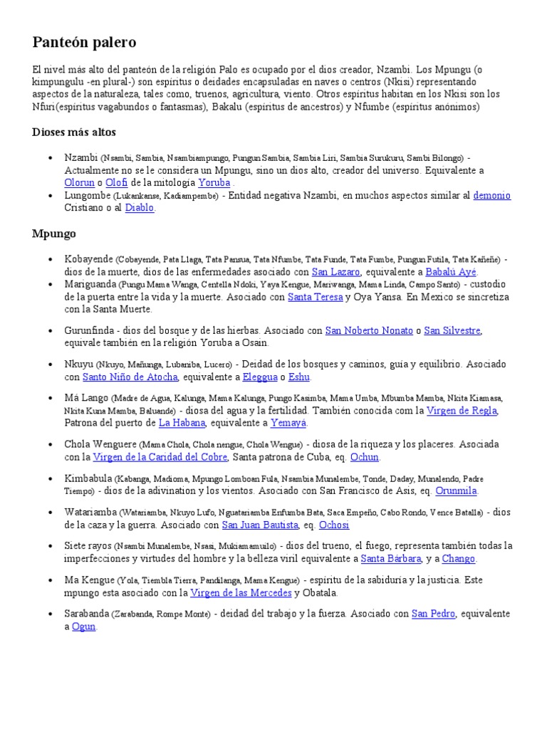 Panteón Palero | PDF | Deidades | Mitología