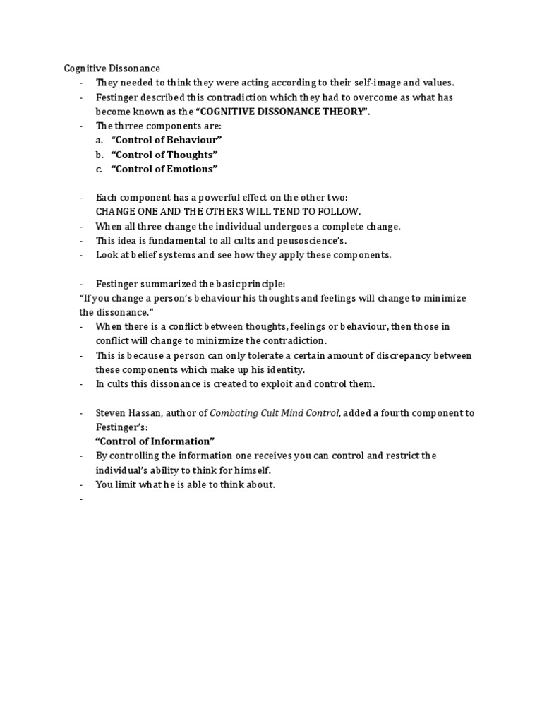 Cognitive Dissonance | PDF