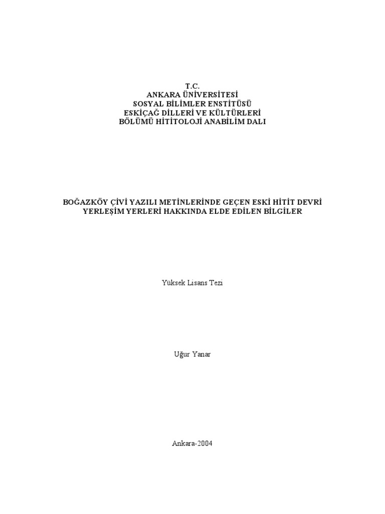 Eski Hitit Devri Yerleşim Yerleri-Uğur Yanar PDF | PDF