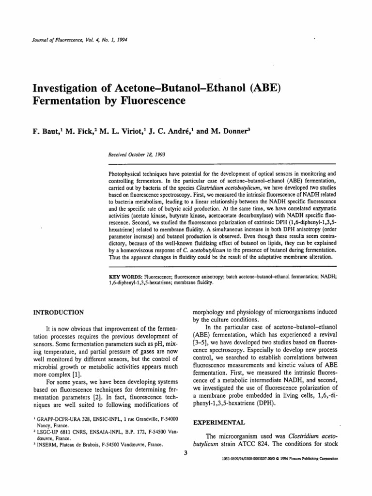 Investigation of Acetone-Butanol-Ethanol (ABE) Fermentation by ...