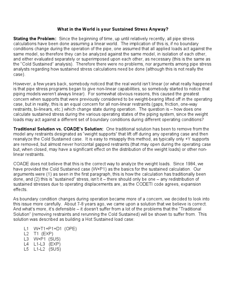Hot Sustained Load Case CaesarII | PDF | Nonlinear System | Stress ...