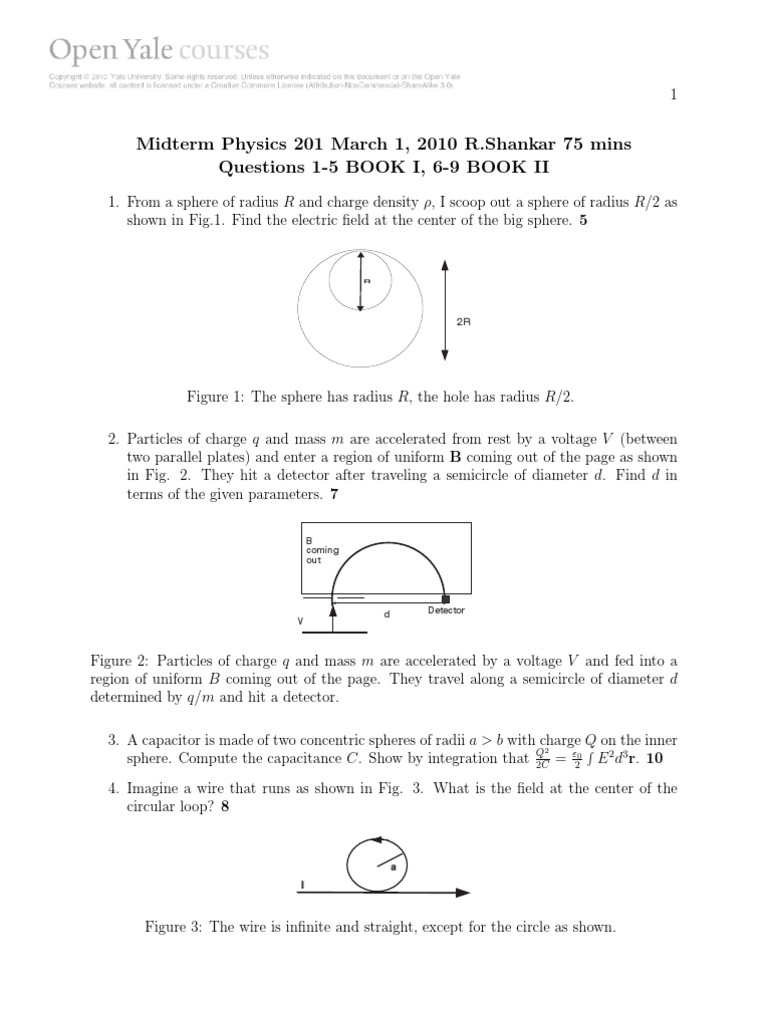 Physics 201 Midterm Exam | PDF | Volt | Capacitor