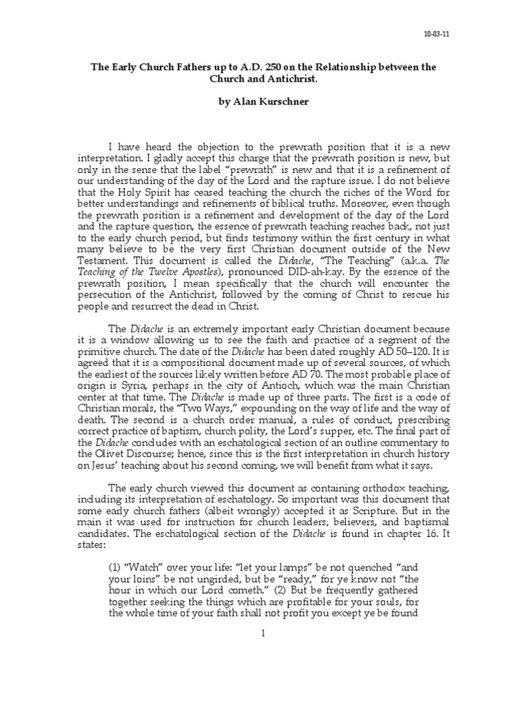 Alan Kurschner - Early Church Fathers On Church and Antichrist | PDF ...