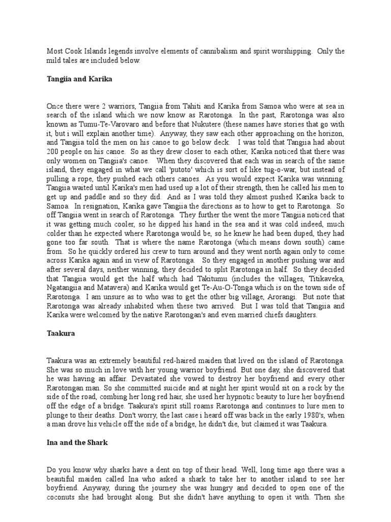 Cook Islands Legends | PDF