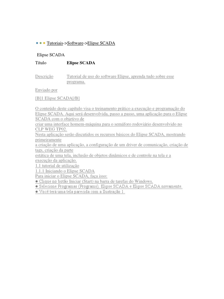 Tutorial Elipse Scada | PDF | Scada | Controlador Lógico Programável