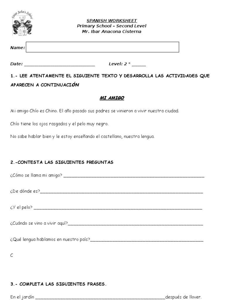 Guia Lectura Comprensiva Mi Amigo | PDF