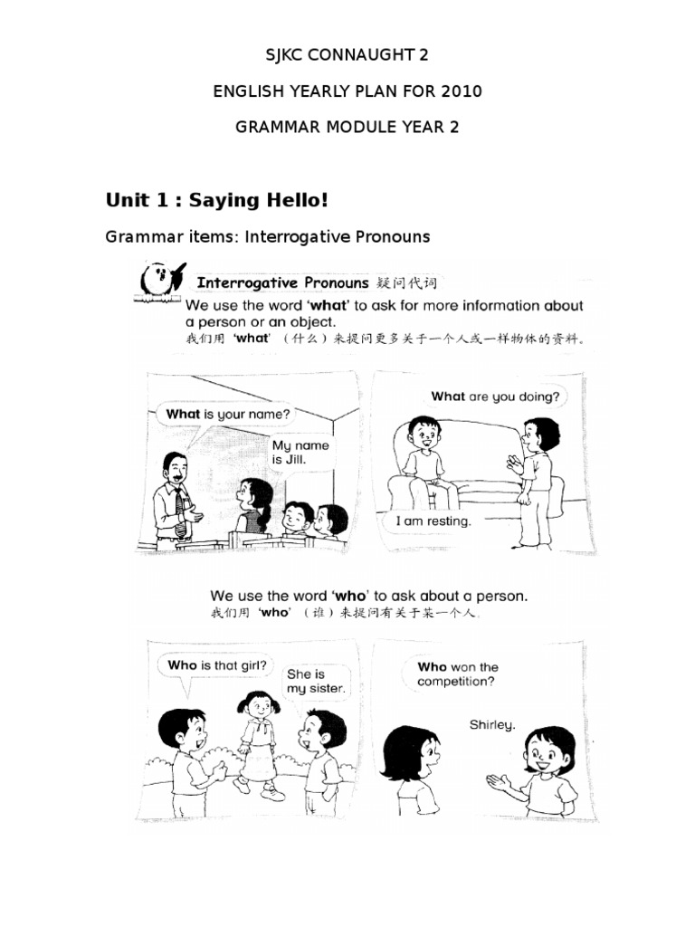 Unit 1: Saying Hello!: SJKC Connaught 2 English Yearly Plan For 2010 ...