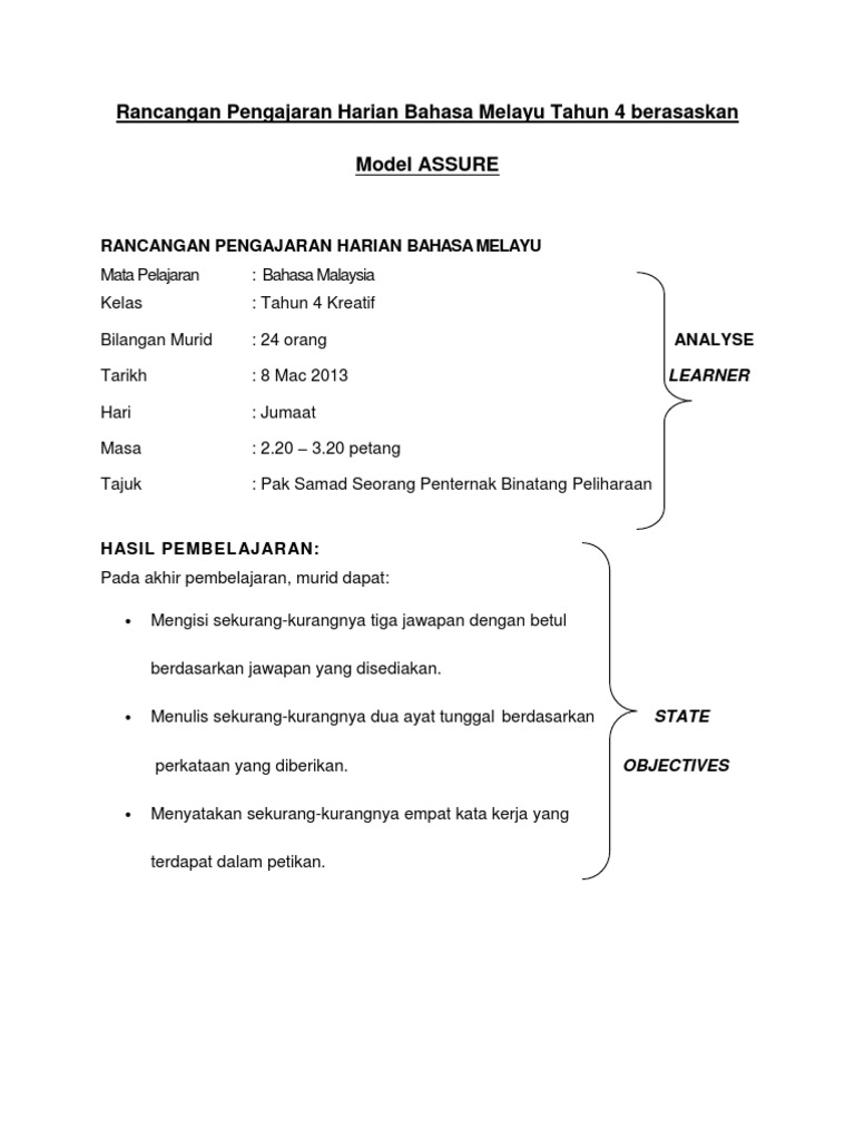 Analisis RPH Model Assure | PDF