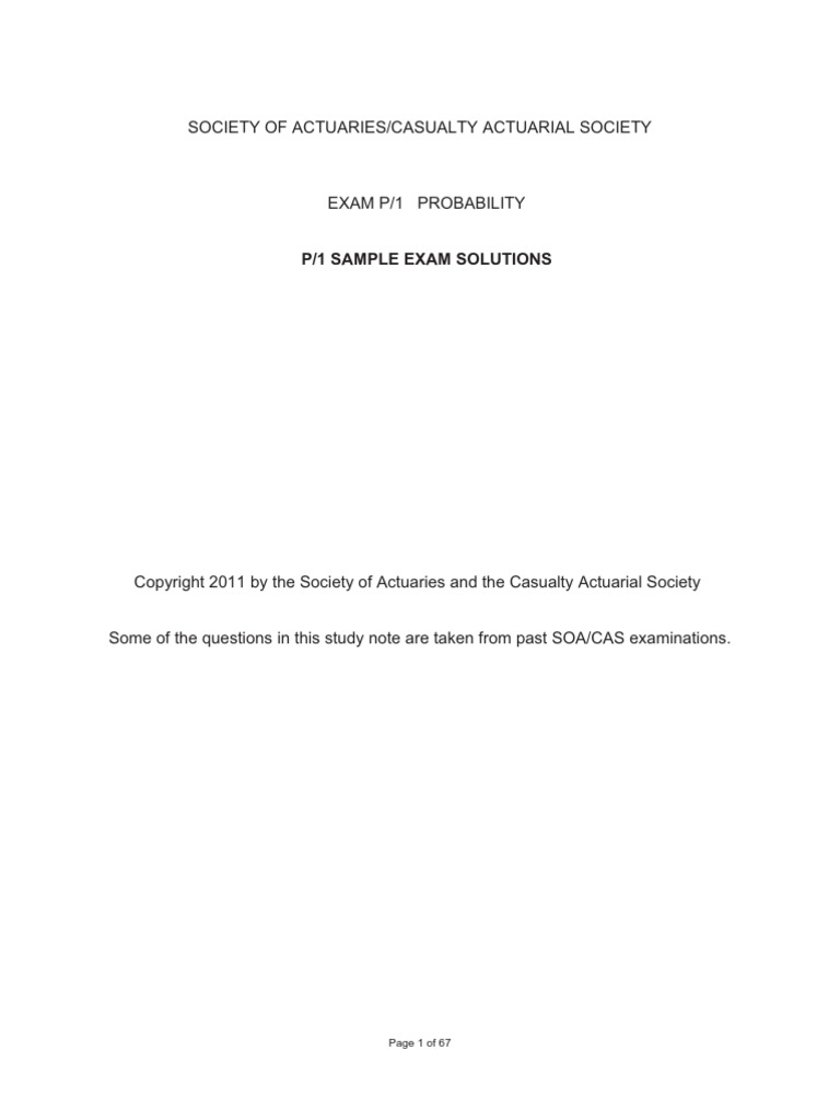 Exam P/1 Sample Solutions | PDF