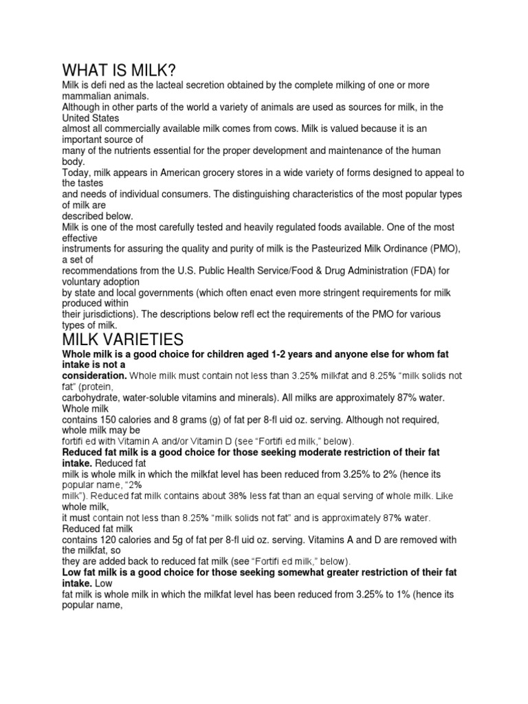 What Is Milk? | PDF | Buttermilk | Milk