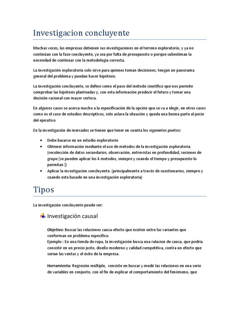 Investigacion Concluyente | PDF | Cuestionario | Motivación