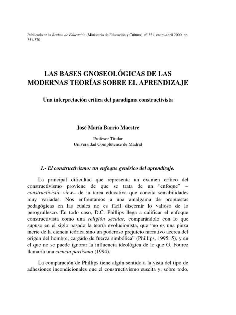 Crítica Al Constructivismo | PDF | Conocimiento | Constructivismo ...