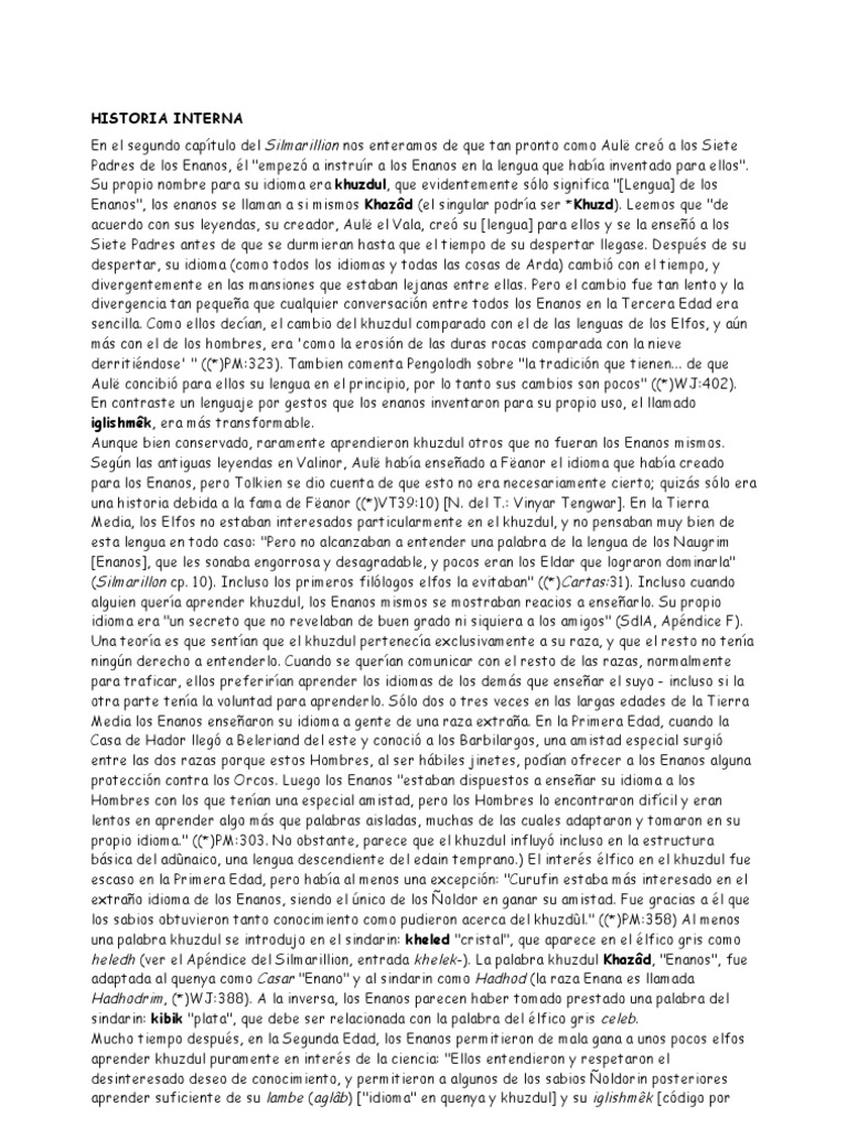 El idioma khuzdul de los enanos | PDF | Tierra Media | J. R. R. Tolkien