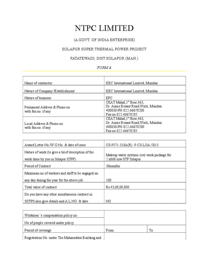 NTPC Limited: (A Govt. of India Enterprise) Solapur Super Thermal Power ...
